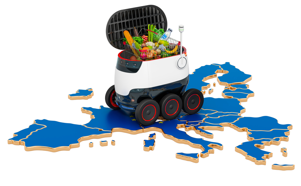 Autonomous,Delivery,Robot,In,The,European,Union,,3d,Rendering,Isolated ...